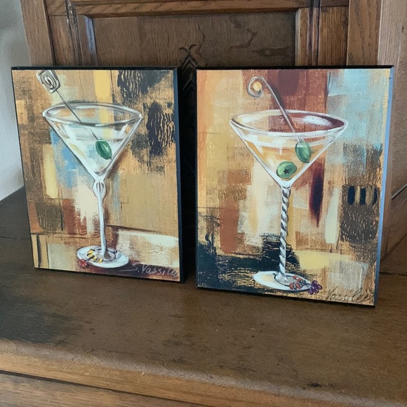 Art | Set Of 2 Martini Cocktail Print Plaques | Poshmark